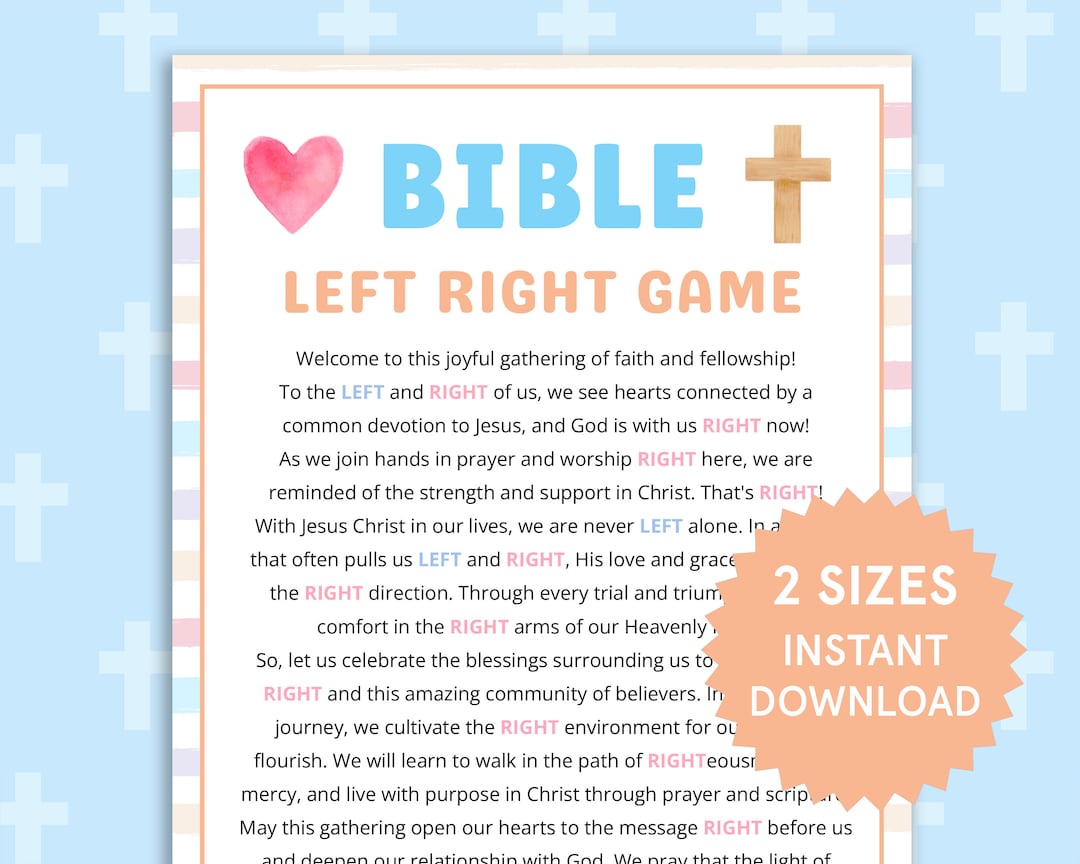 Church Left Right Game Sunday School Bible Study Games Bible Game ...