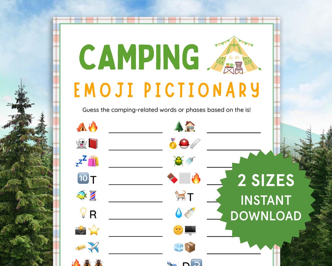 Camping Emoji Pictionary Camping Games Dad Camping Activities for Kids ...
