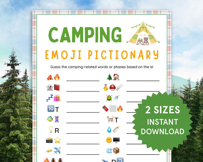 Camping Emoji Pictionary Camping Games Dad Camping Activities for Kids ...