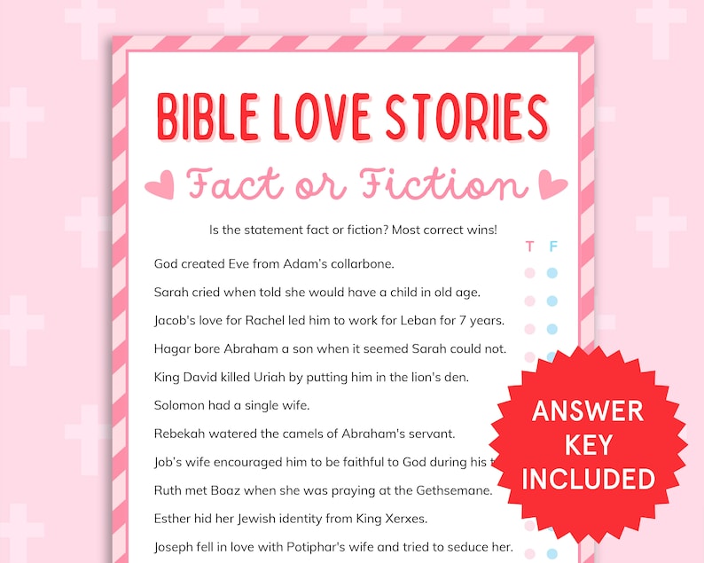 Bible Couples Fact or Fiction Game Bible Trivia Game for Kids, Adults ...