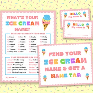 What's Your Ice Cream Name, Name Tags, Sign Summer Activities for Kids ...