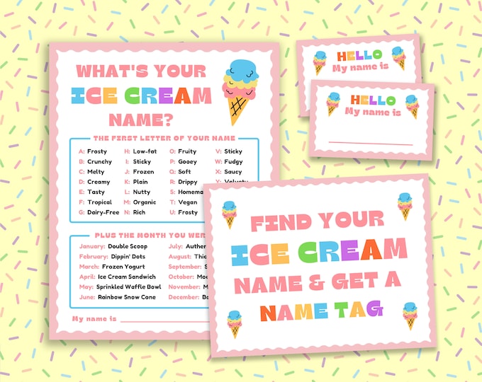 What's Your Ice Cream Name, Name Tags, Sign Summer Activities for Kids ...