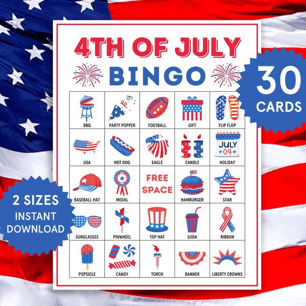 4th of July Bingo - Etsy