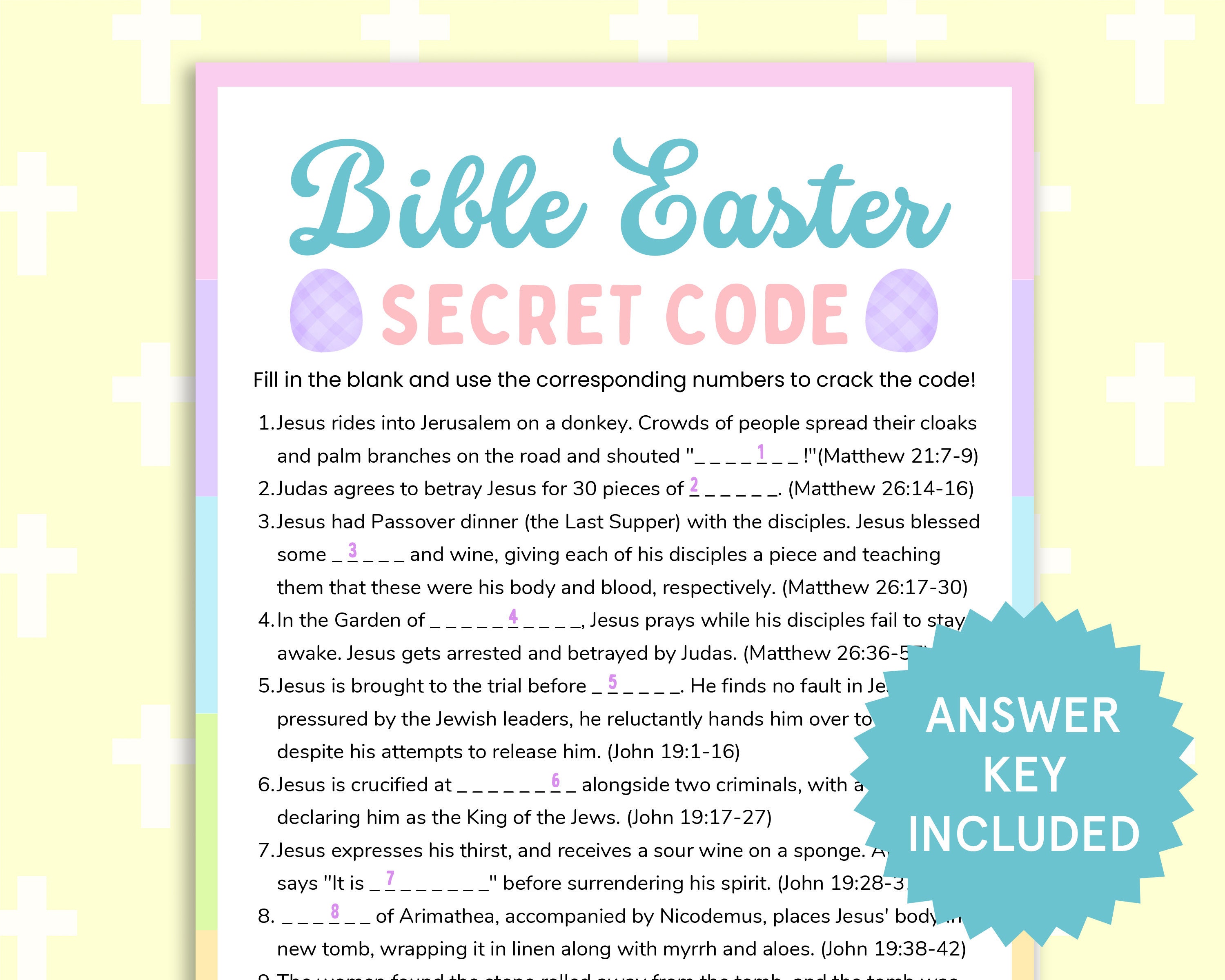 Bible Easter Secret Code Game Bible Easter Games for Kids and Adults ...