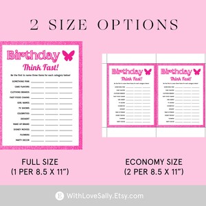 Pink Birthday Think Fast Tween, Teen Birthday Games Pink Party Games ...