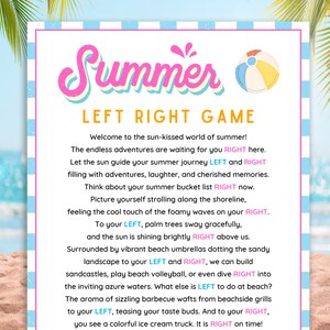 Summer Left Right Game Summer Left Right Poem Summer Family Reunion ...