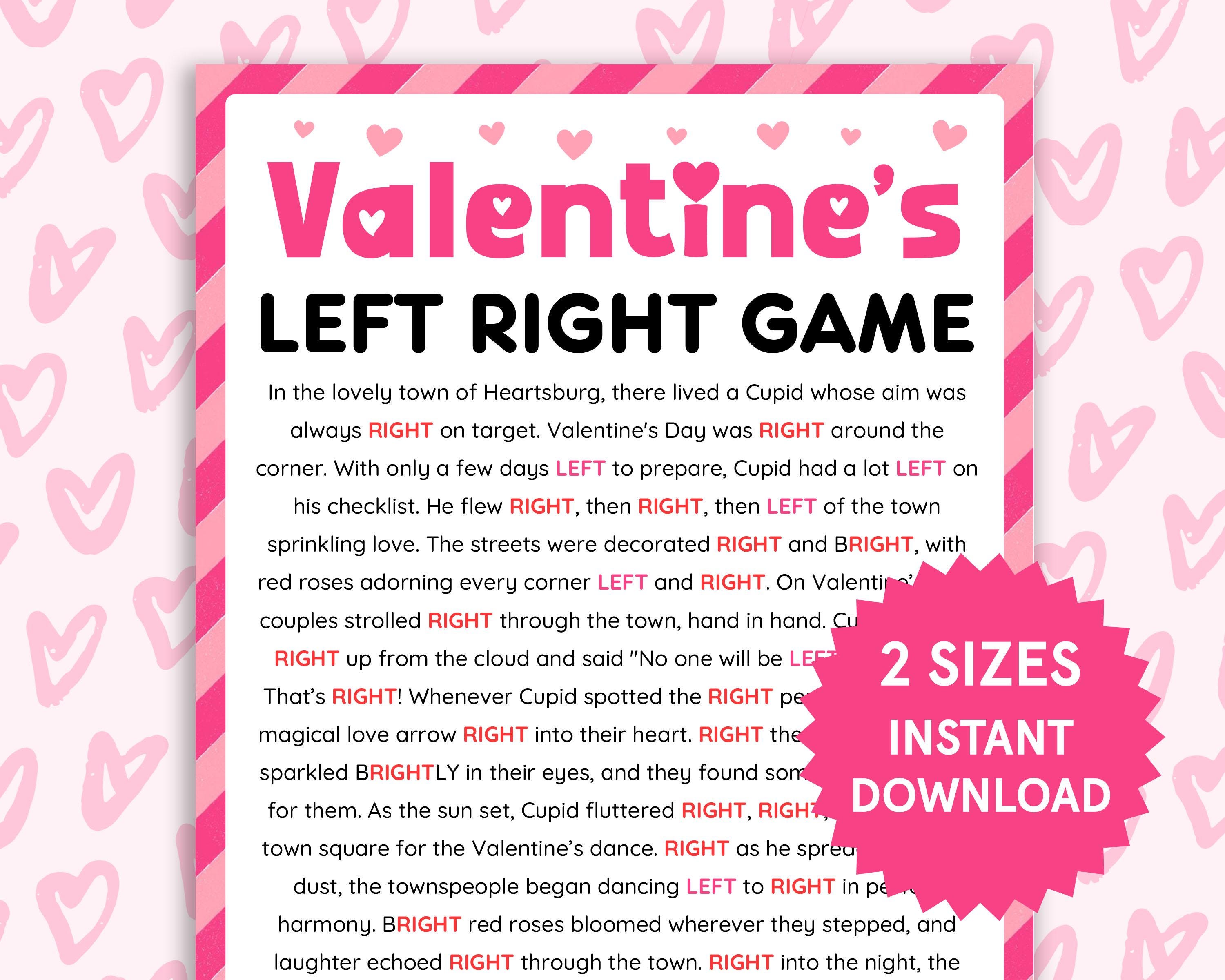 Valentines Day Left Right Game Printable Valentines Left Right Poem ...