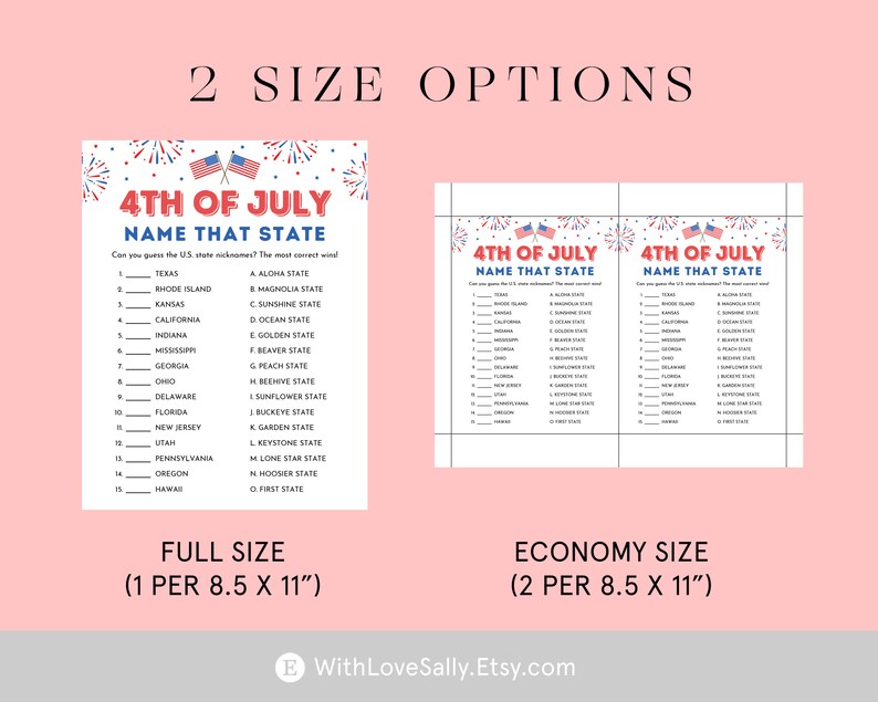 4th of July Name That State Fourth of July Party Games 4th of July ...