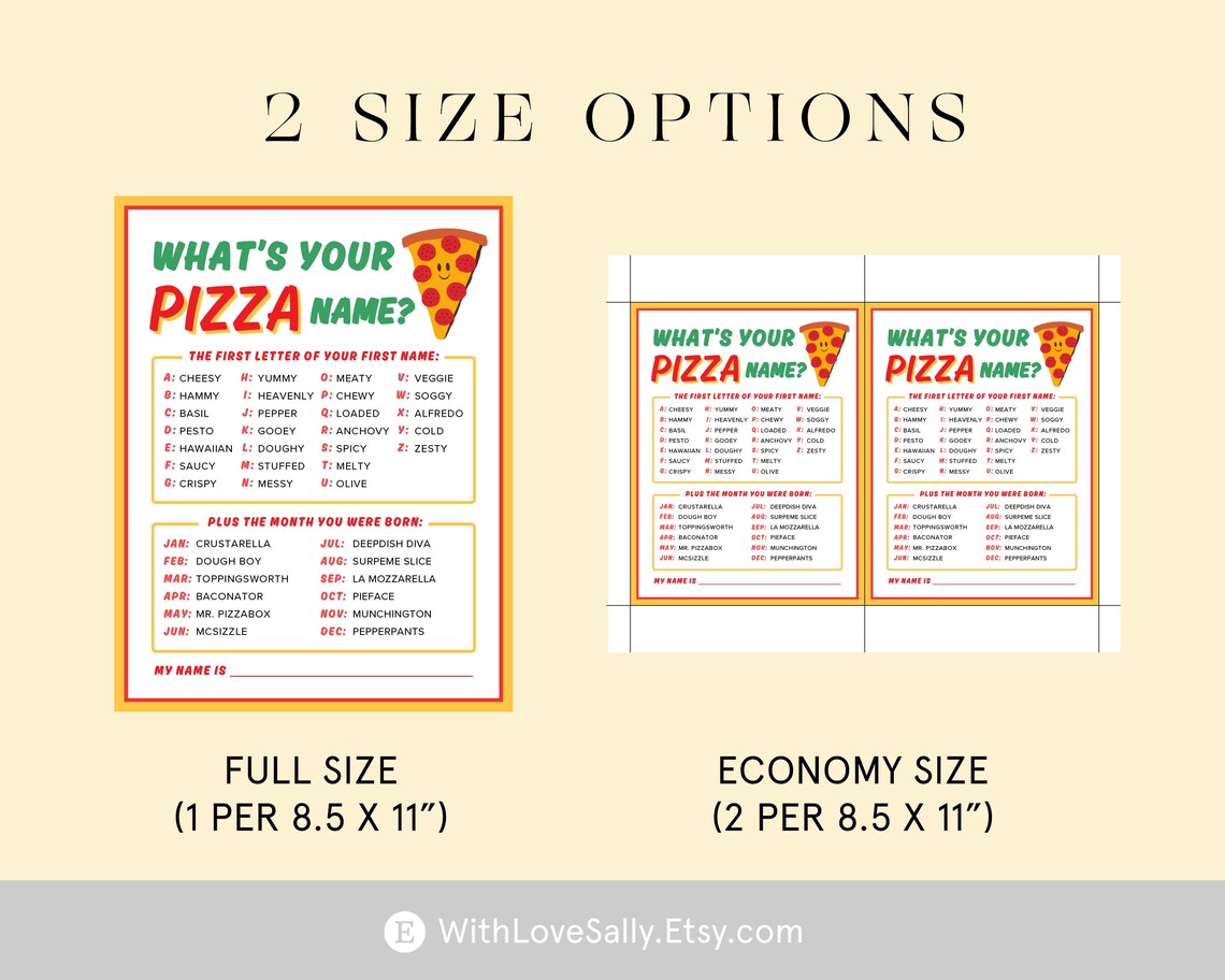 What's Your Pizza Name, Name Tags, Sign Fun Pizza Games for Kids ...
