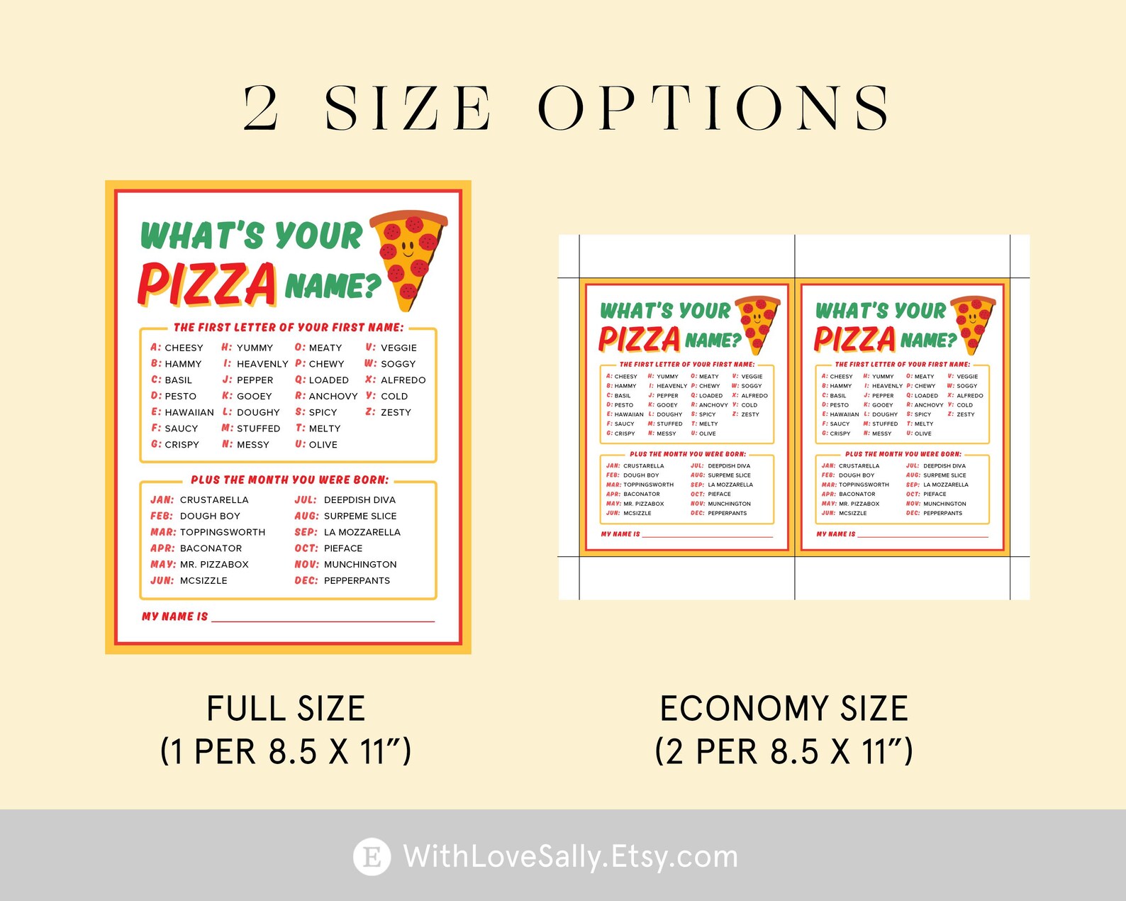 What's Your Pizza Name, Name Tags, Sign Fun Pizza Games for Kids ...