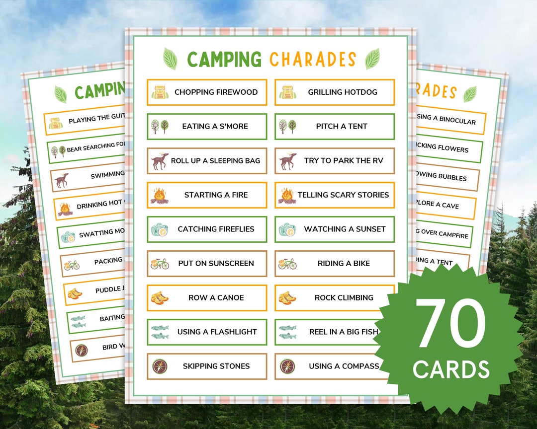 Camping Charades Camping Activities for Kids Camping Games Adults ...