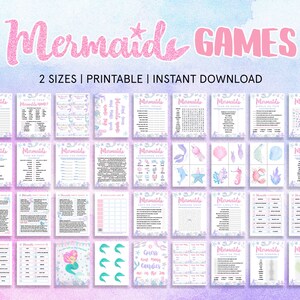 Mermaid Party Game Bundle Girls Birthday Games Mermaid Themed Party ...