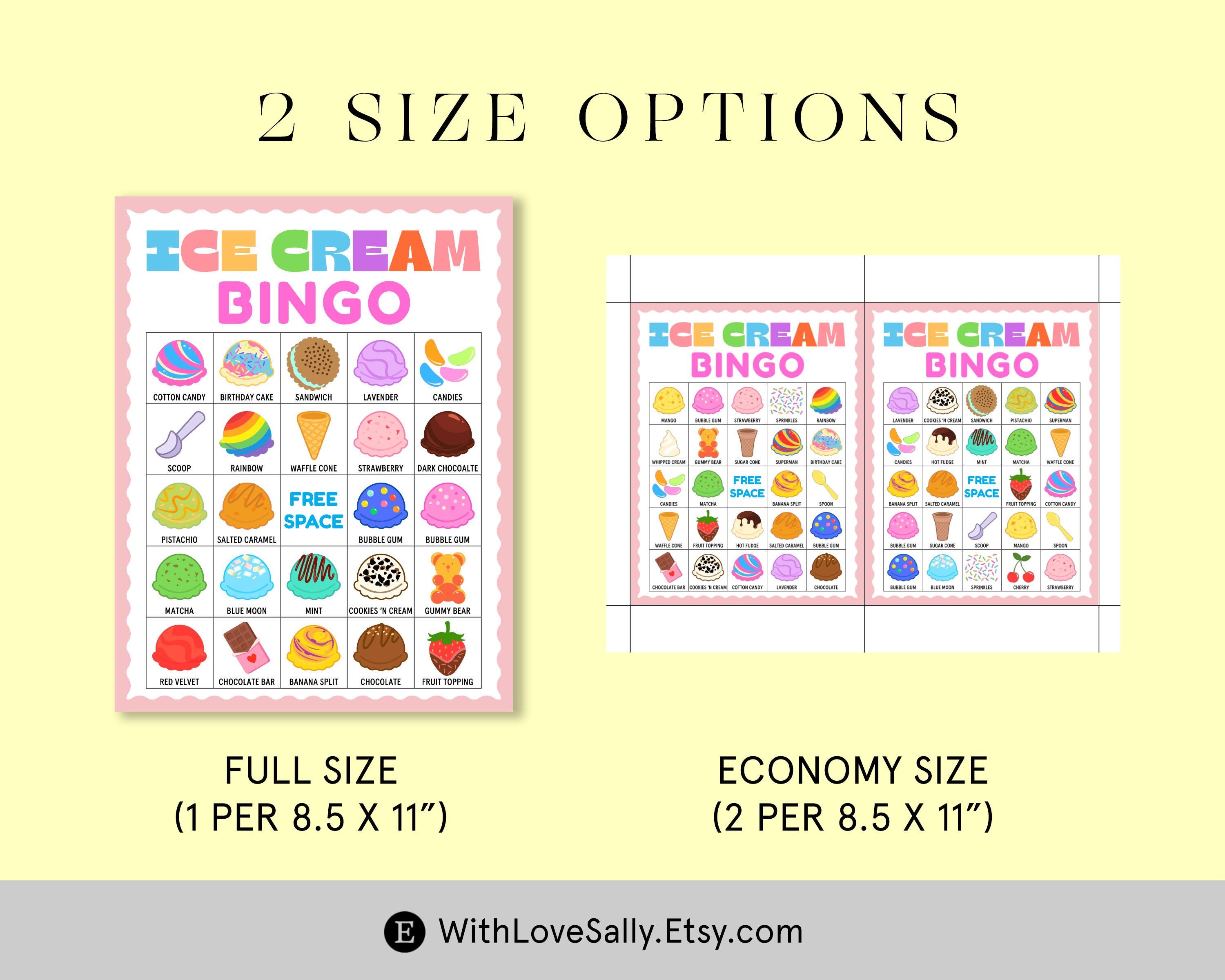 Ice Cream Bingo Cards Ice Cream Games Summer Games Ice Cream Birthday ...