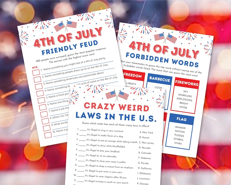 4th of July Games Bundle Fourth of July Party Games 4th of July Family ...