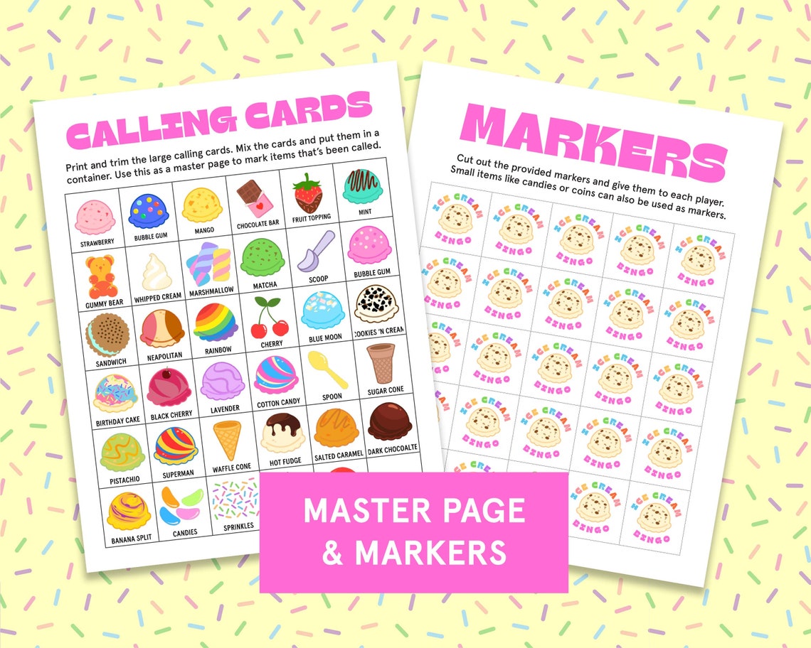 Ice Cream Bingo Cards Ice Cream Games Summer Games Ice Cream Birthday ...