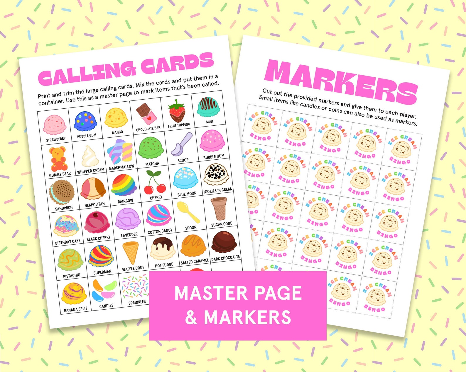 Ice Cream Bingo Cards Ice Cream Games Summer Games Ice Cream Birthday ...