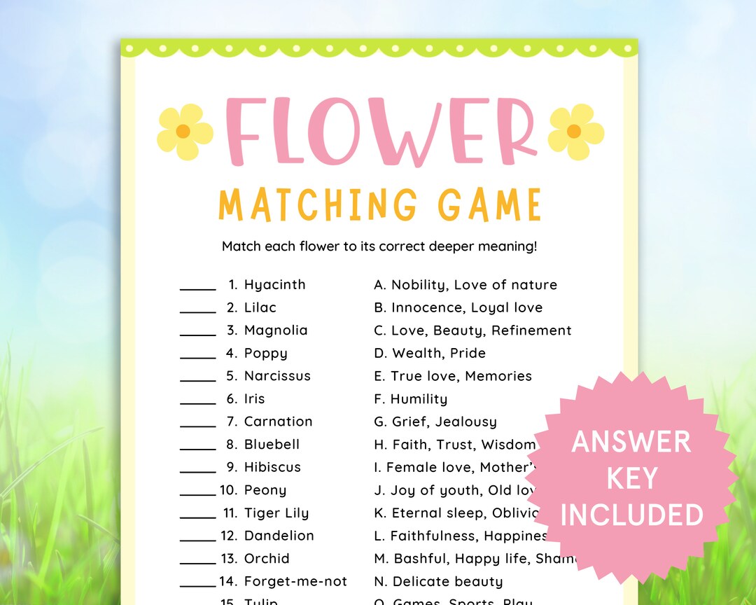 Flower Matching Game Mothers Day Game Spring Activities for Kids ...