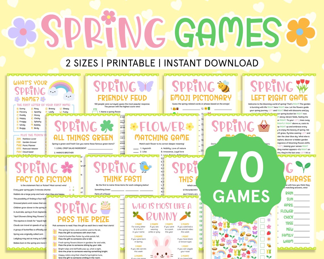 Spring Game Bundle | Fun Spring Party Games for Kids, Adults, Family ...