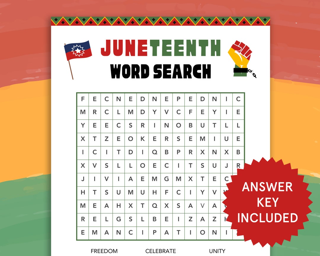 Juneteenth Word Search Juneteenth Games Juneteenth - Etsy