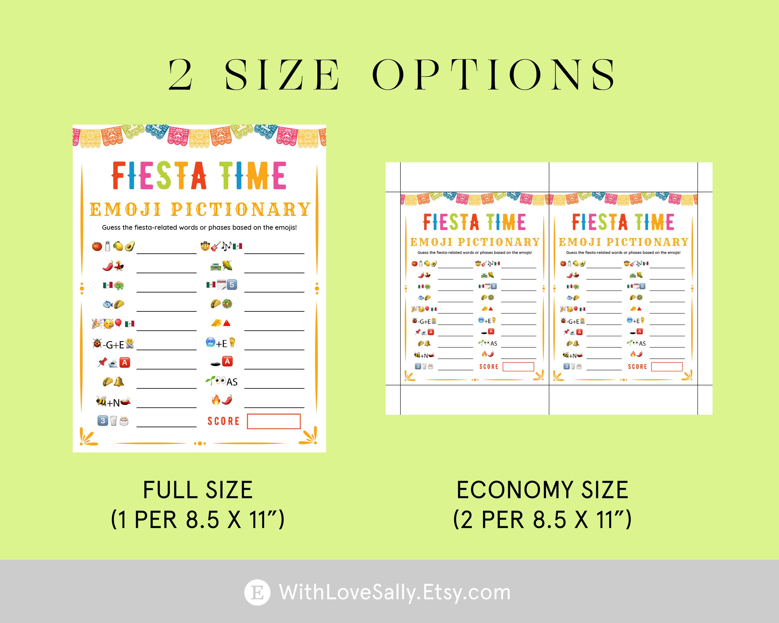 Fiesta Emoji Pictionary Taco Party Games Kids Mexican Fiesta Games ...