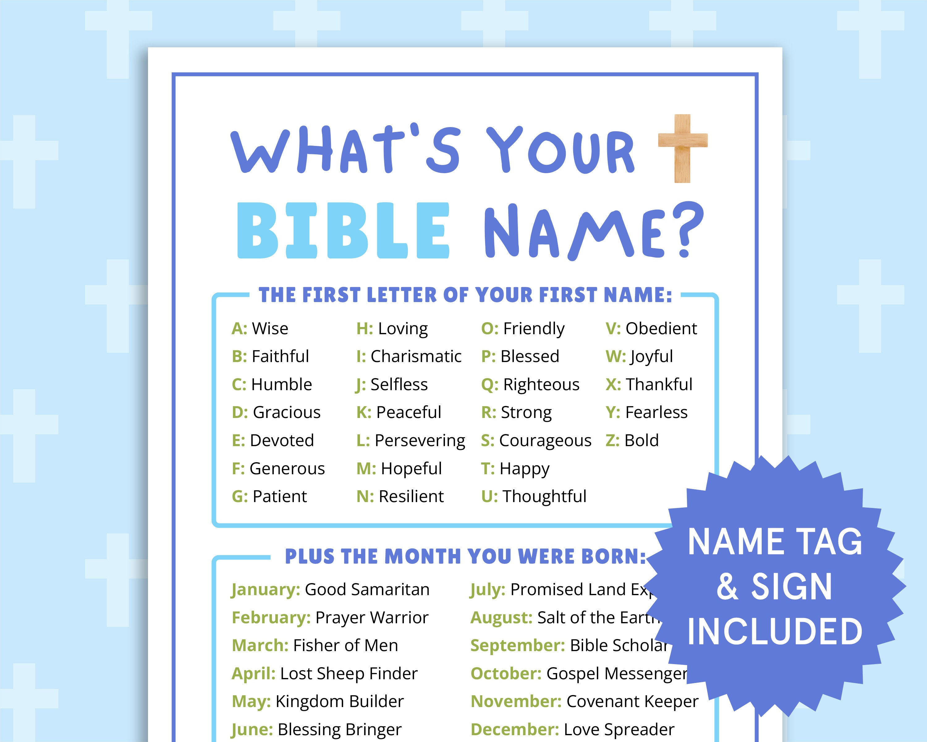 What's Your Bible Name Name Tags Sign Bible Game - Etsy UK