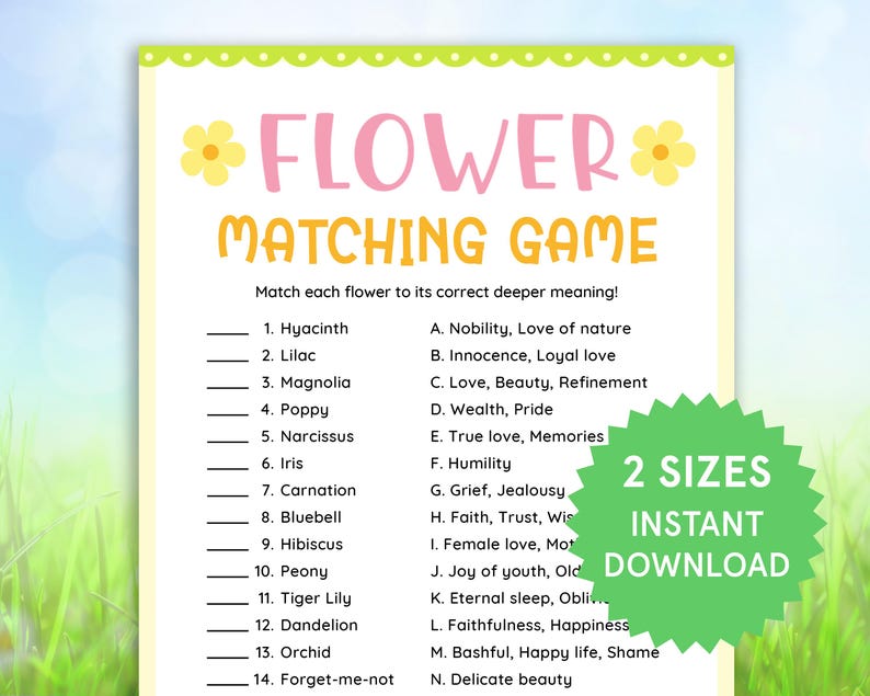 Flower Matching Game Spring Trivia Mothers Day Game Spring Activities ...