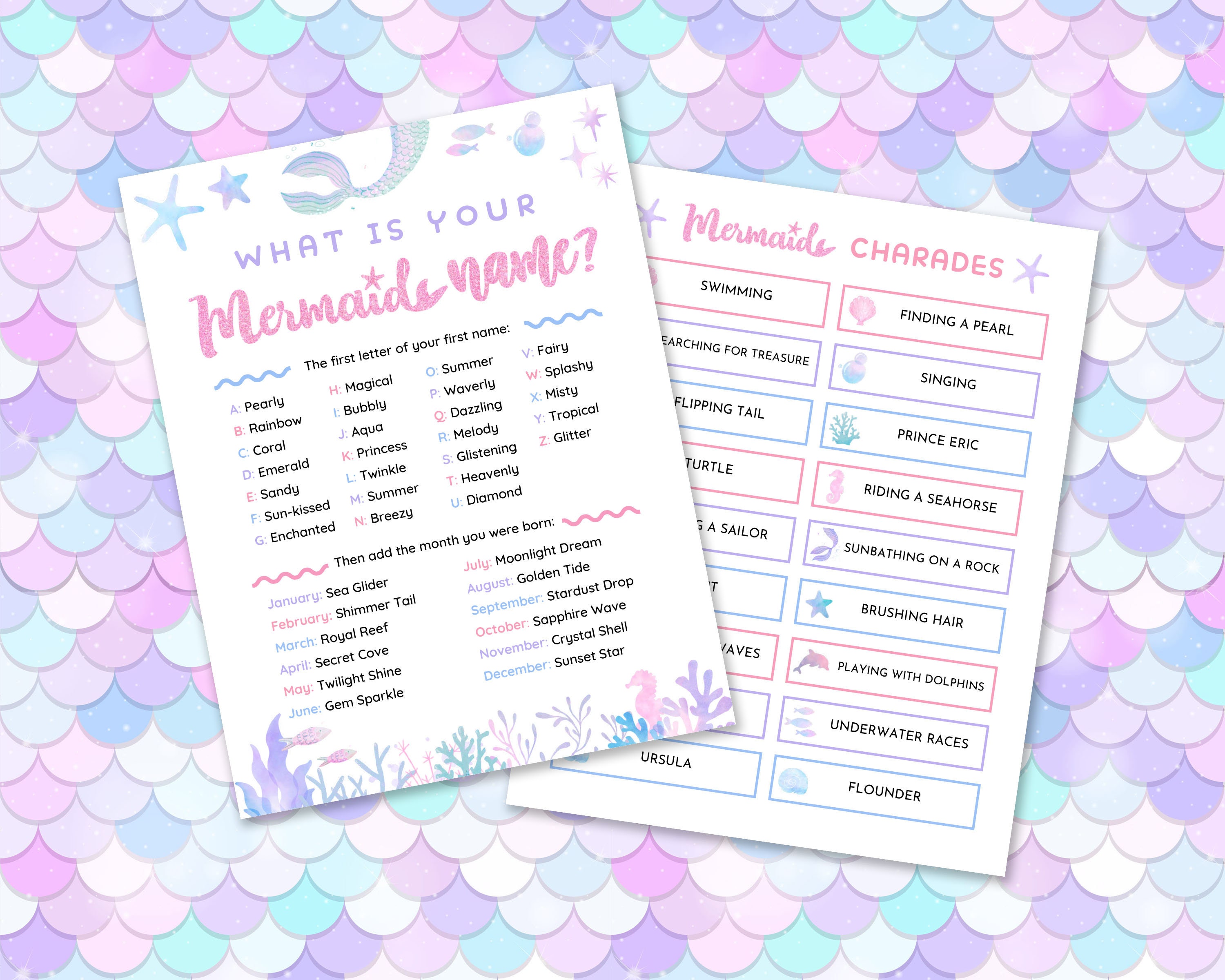 Mermaid Party Game Bundle Girls Birthday Games Mermaid Themed Party ...