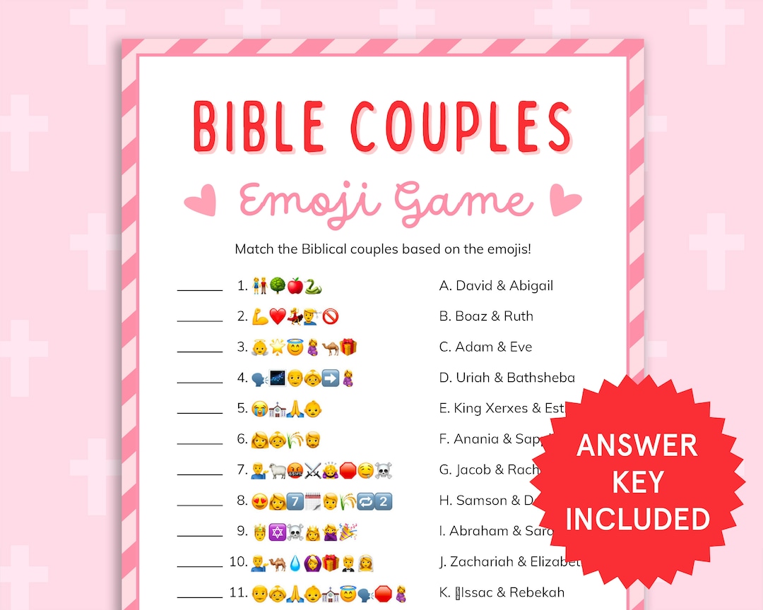 Bible Couples Emoji Game Bible Emoji Pictionary Church Valentines Day ...