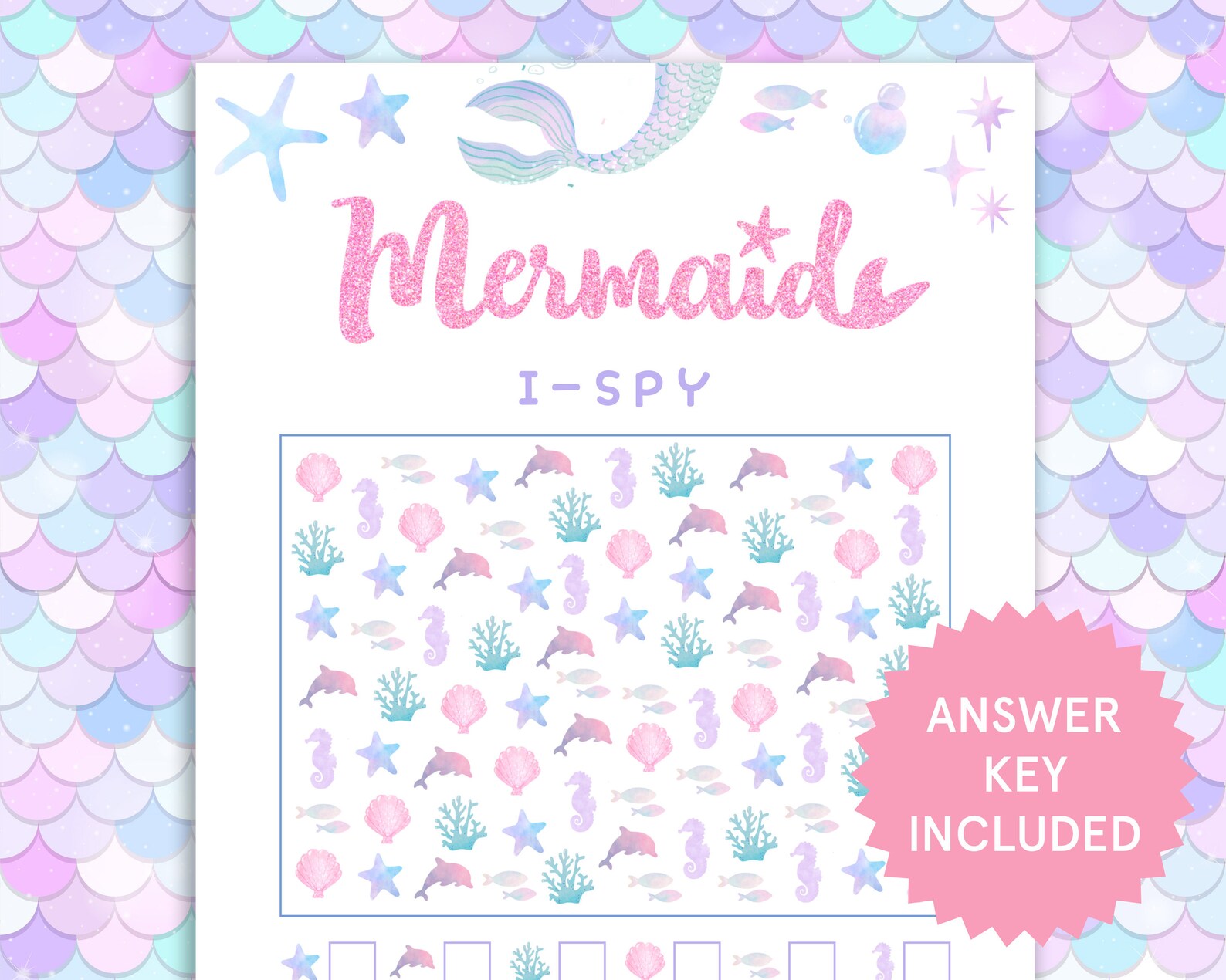 Mermaid I Spy Mermaid Birthday Party Game Kids Mermaid Activities for ...