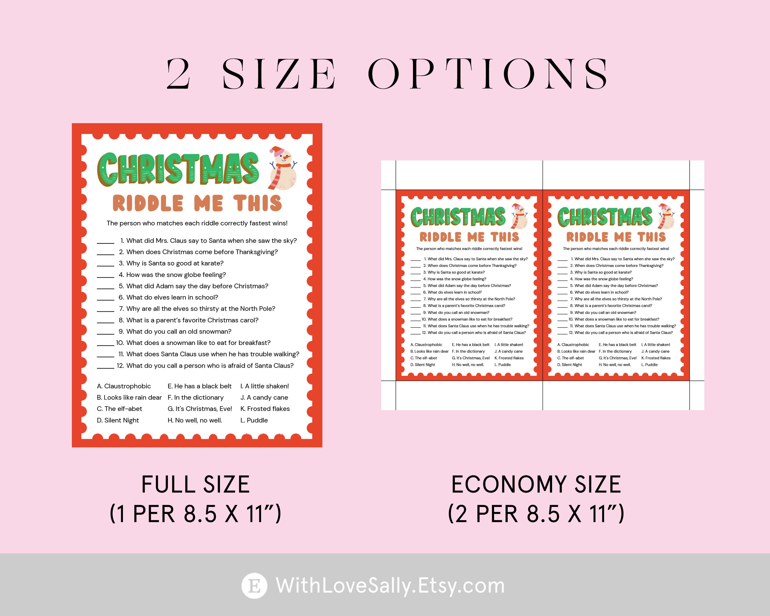 Christmas Riddle Me This | Fun Christmas Printable Games | Kids Holiday ...