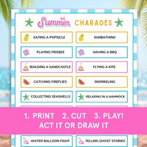 Summer Charades Summer Games Family Summer Activities for Kids, Adult ...