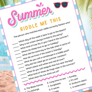 Summer Riddle Me This Summer Games Fun Summer Activities for Kids ...