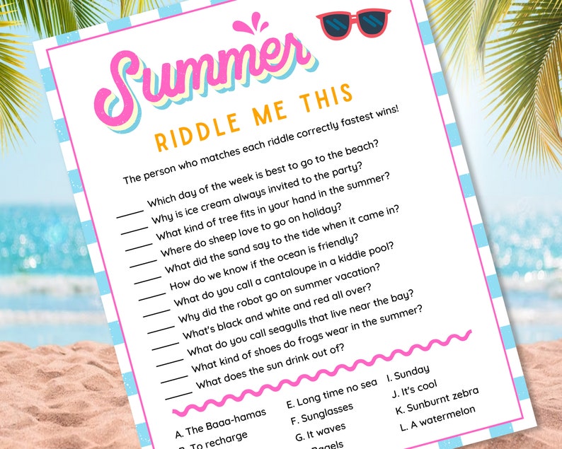 Summer Riddle Me This Summer Games Fun Summer Activities for Kids ...