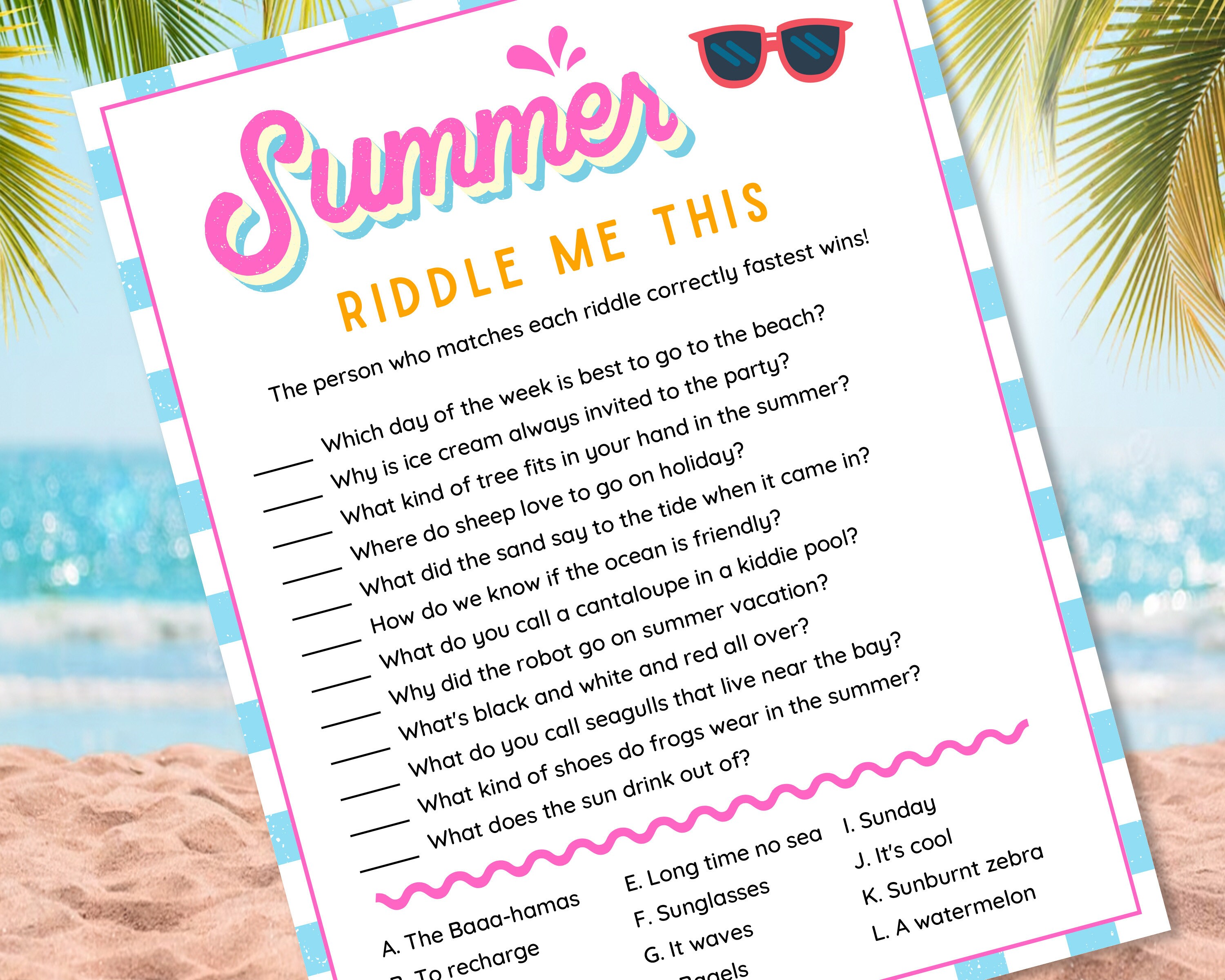 Summer Riddle Me This Summer Games Fun Summer Activities for Kids ...