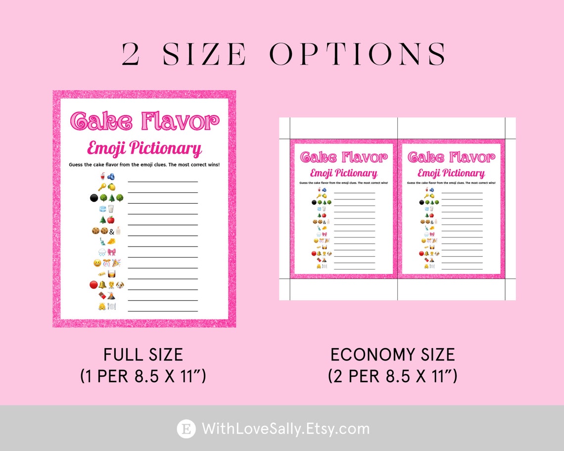 Cake Emoji Pictionary Pink Birthday Games Pink Bridal Shower Party ...