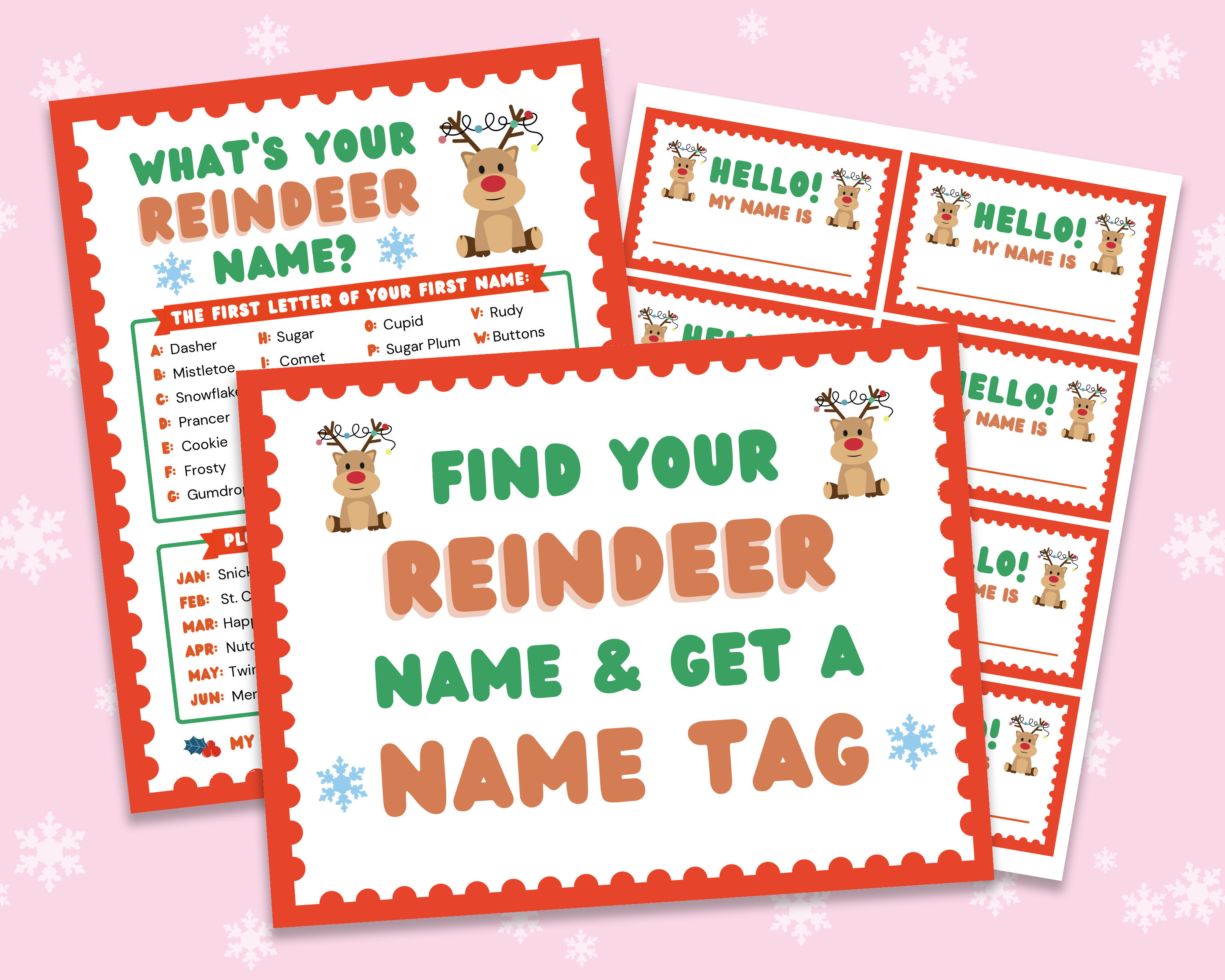 What's Your Reindeer Name Game, Name Tags, Sign Funny Christmas ...