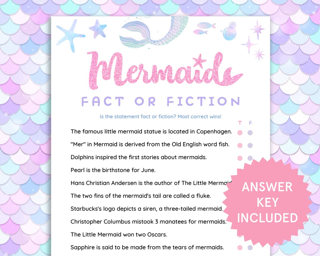 Mermaid Fact or Fiction Mermaid Games Mermaid Girls Birthday Game ...