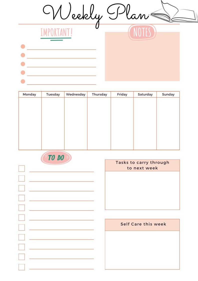 Weekly Planner, Reusable, Printable Simplistic Prioritise Tasks - Etsy