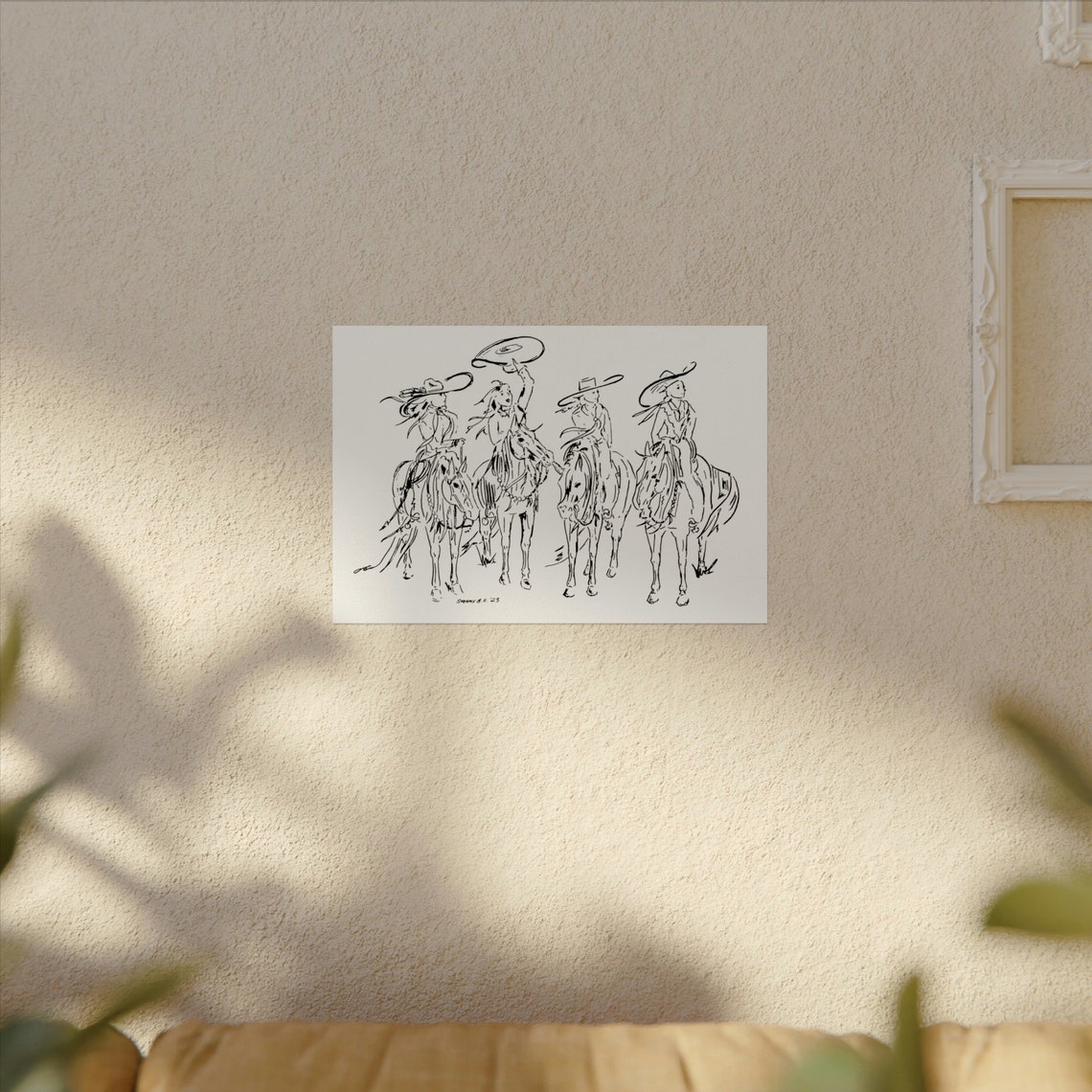 4 Horsewomen- Textured Watercolor Matte Posters, Cowgirl Wall Art ...