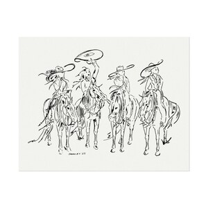 4 Horsewomen- Textured Watercolor Matte Posters, Cowgirl Wall Art ...