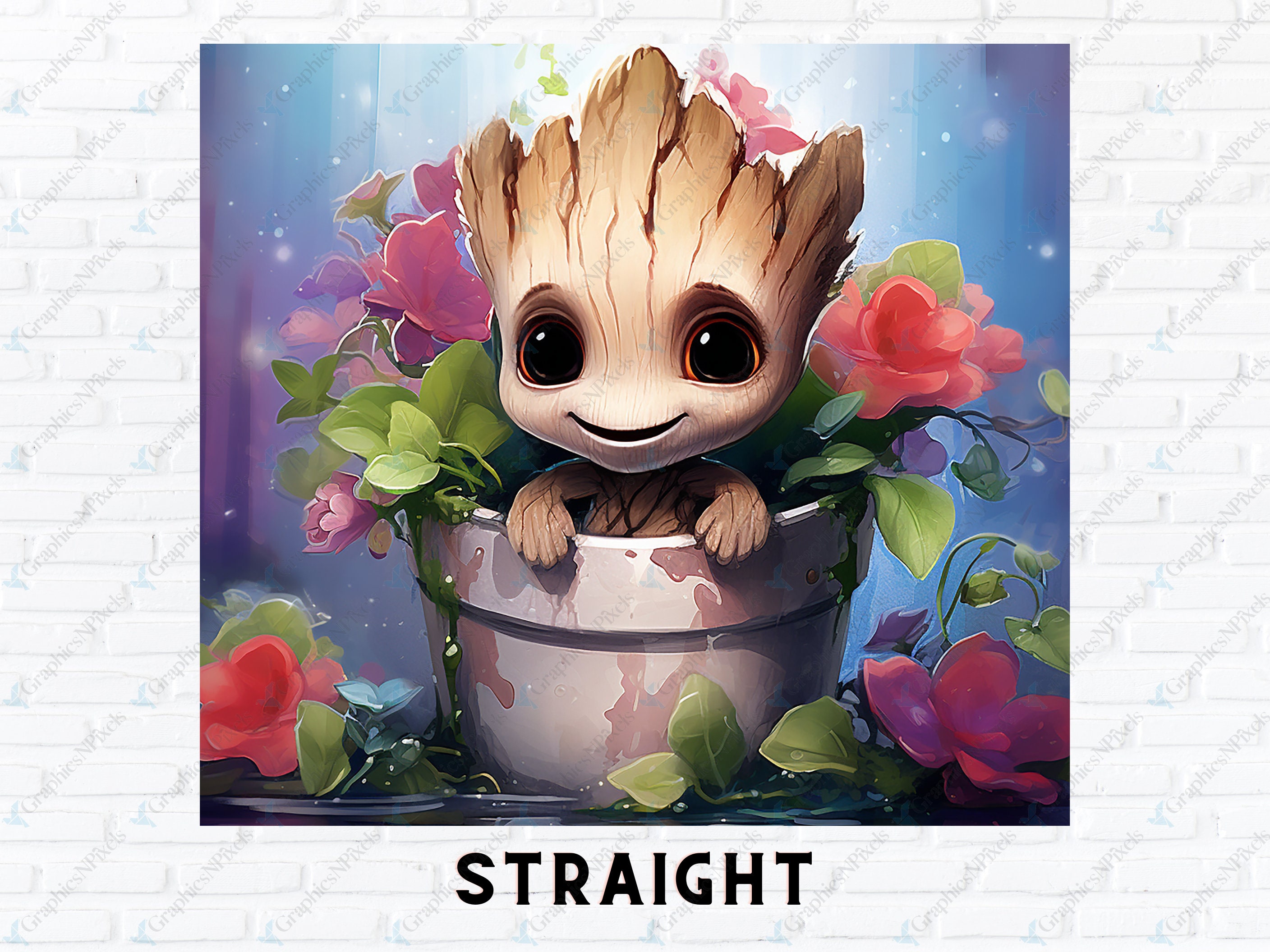 Adorable Floral Baby Groot 20 Oz Skinny Tumbler Sublimation - Etsy