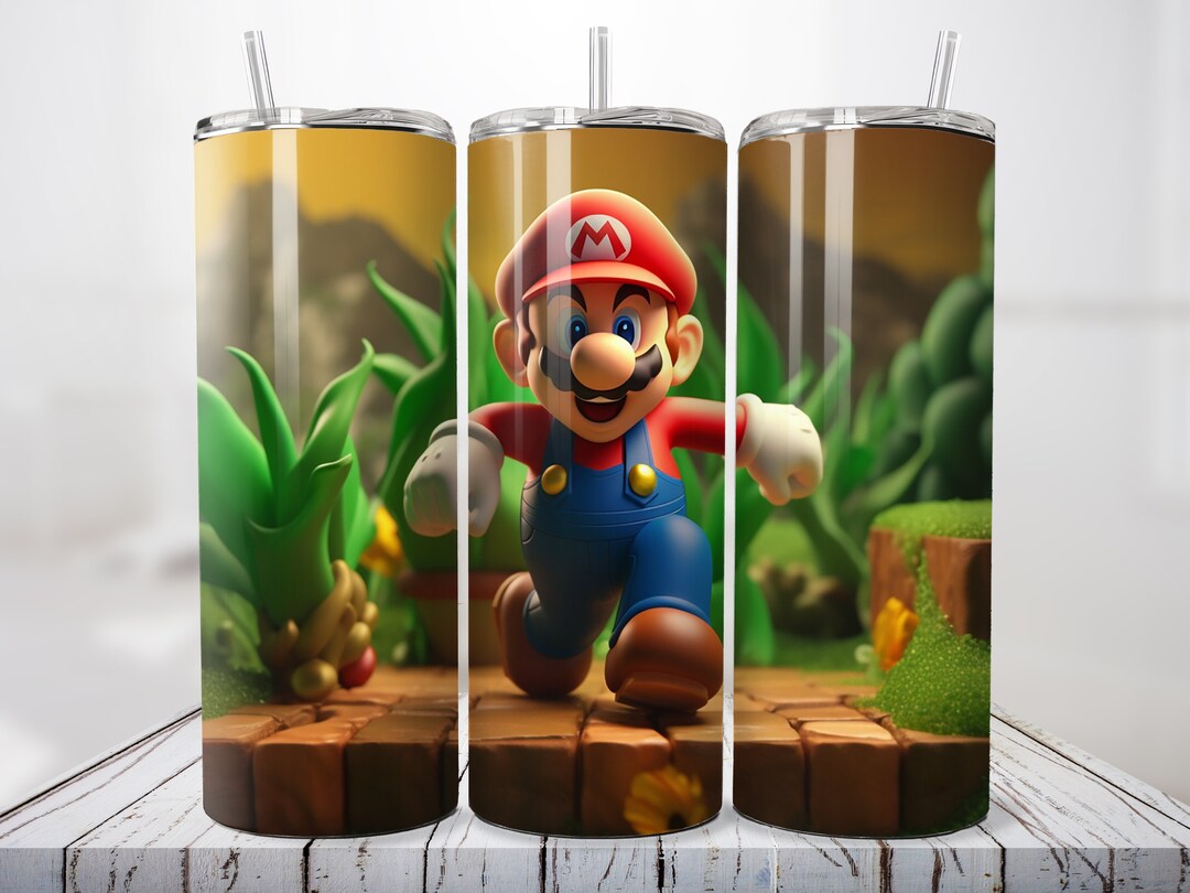 3D Super Mario Bros, 20 Oz Skinny Tumbler Sublimation, PNG Tumbler Wrap ...