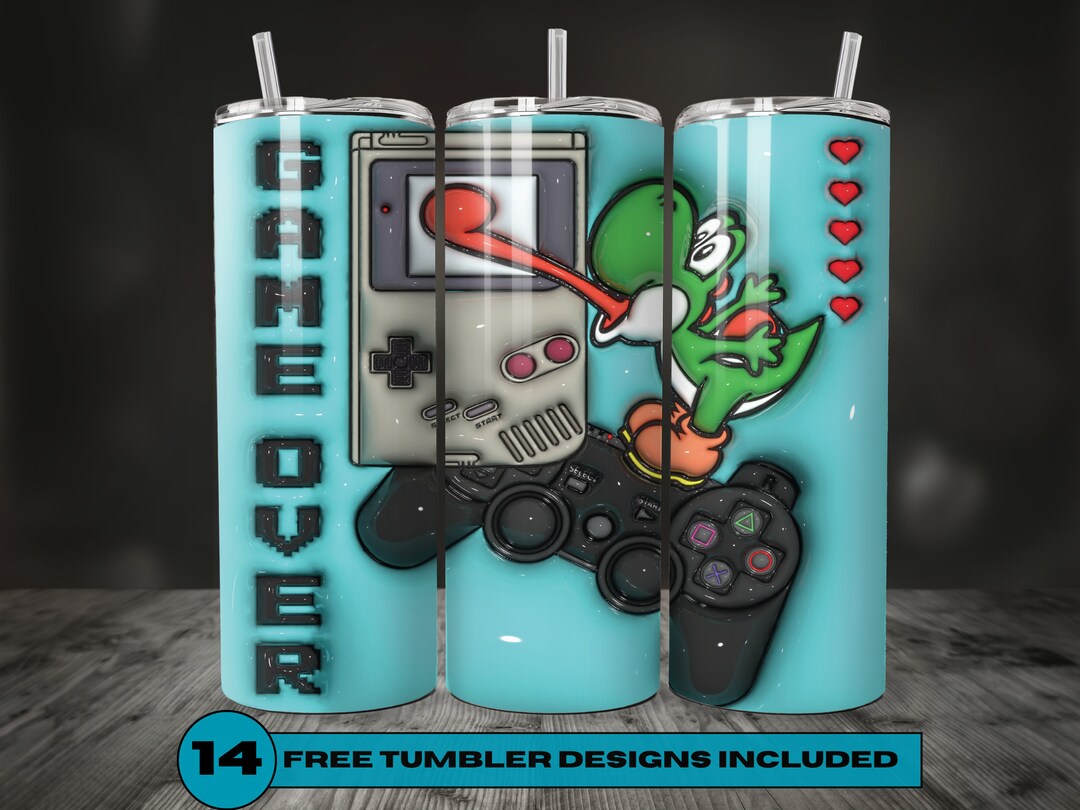 3D Inflated Video Gamer Wrap, 20 Oz Skinny Tumbler Sublimation, Tumbler ...