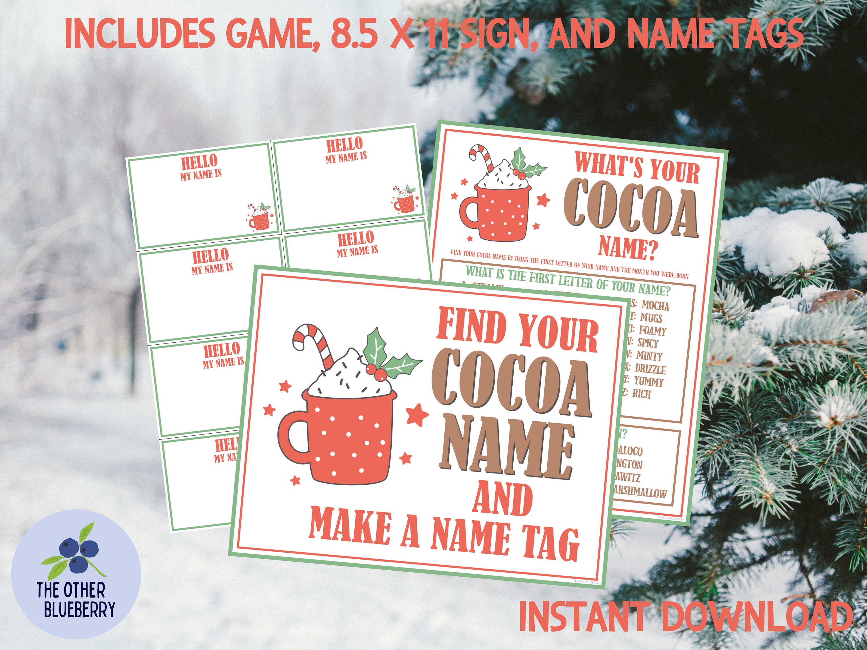 What's Your Cocoa Name Game With Name Tags & Sign Hot Cocoa Bar Hot ...