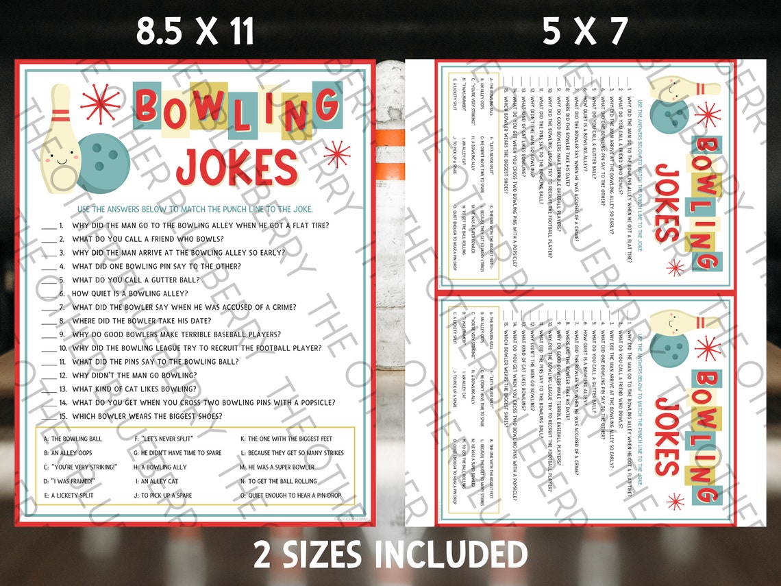 Bowling Jokes Bowling Party Game Bowling Birthday Game - Etsy