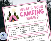 What's Your Camping Name Game With Name Tags & Sign - Etsy