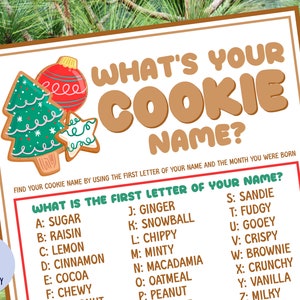 What's Your Cookie Name Game With Name Tags & Sign | Christmas Cookie ...