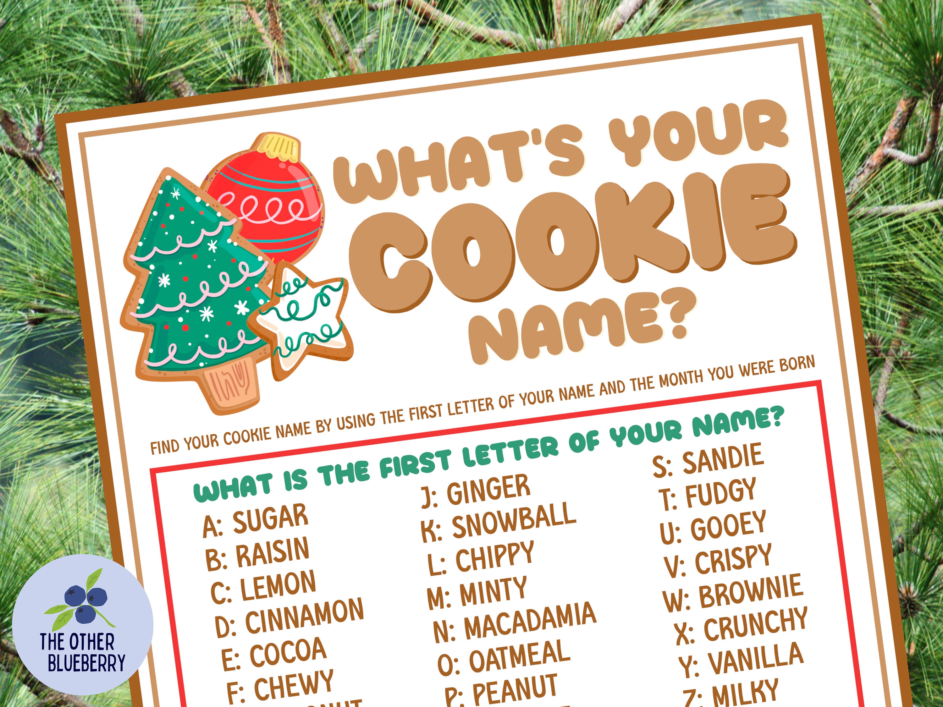 What's Your Cookie Name Game With Name Tags & Sign Christmas Cookie ...