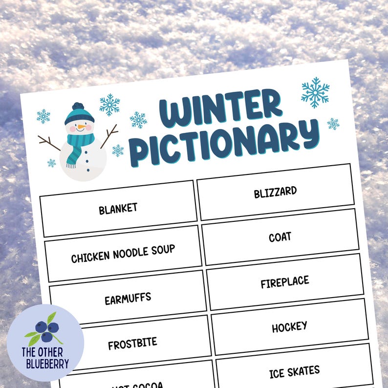 Winter Pictionary | 30 Phrases to Draw and Guess | Winter Party Game ...