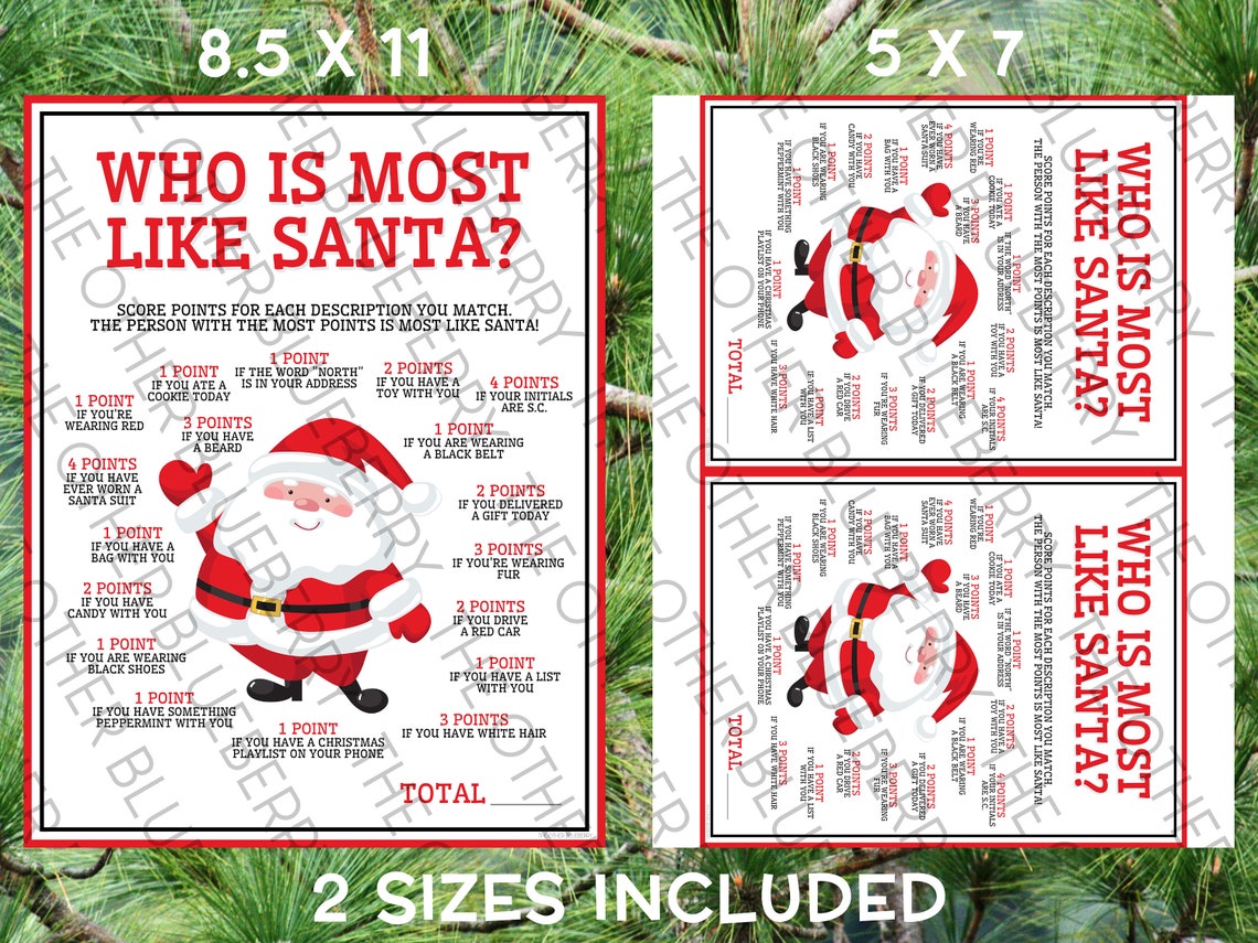 Christmas Game Who's Most Like Santa Christmas Party Game Christmas ...